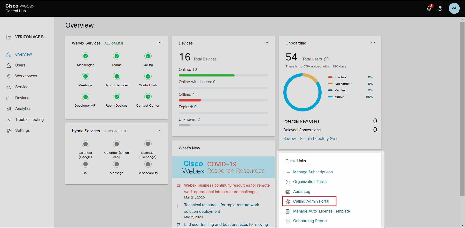 Calling Admin Portal – Administrator Access to the Calling User Portal ...