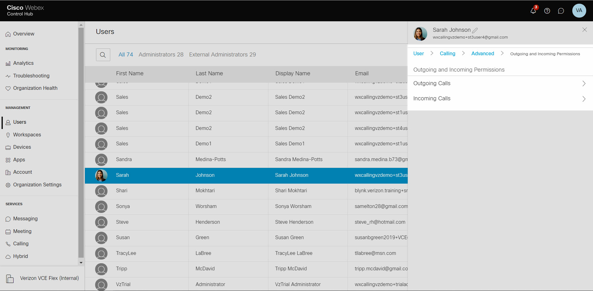 Administrator – Calling Permissions | Verizon
