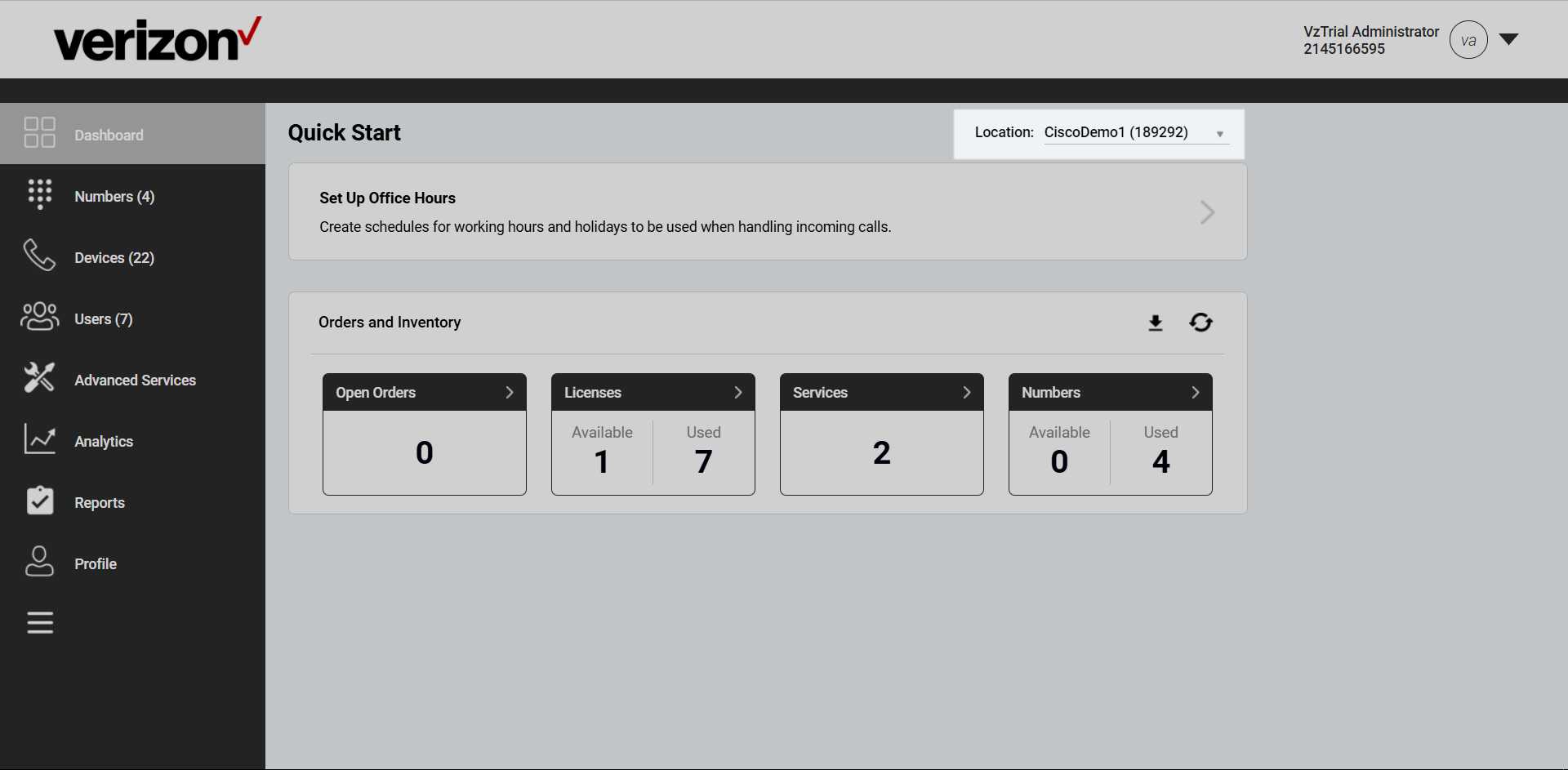 Calling Admin Portal - Changing the main number | Verizon
