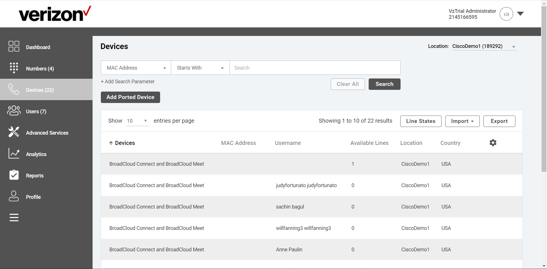 Calling Admin Portal – Device Management | Verizon