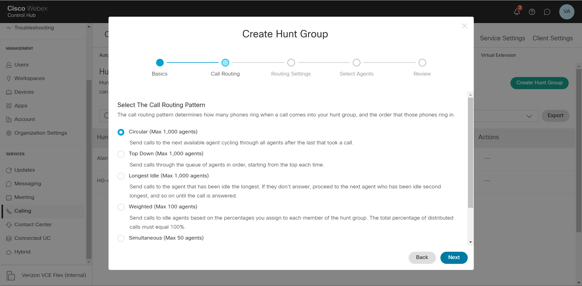 Control Hub – Hunt Groups | Verizon
